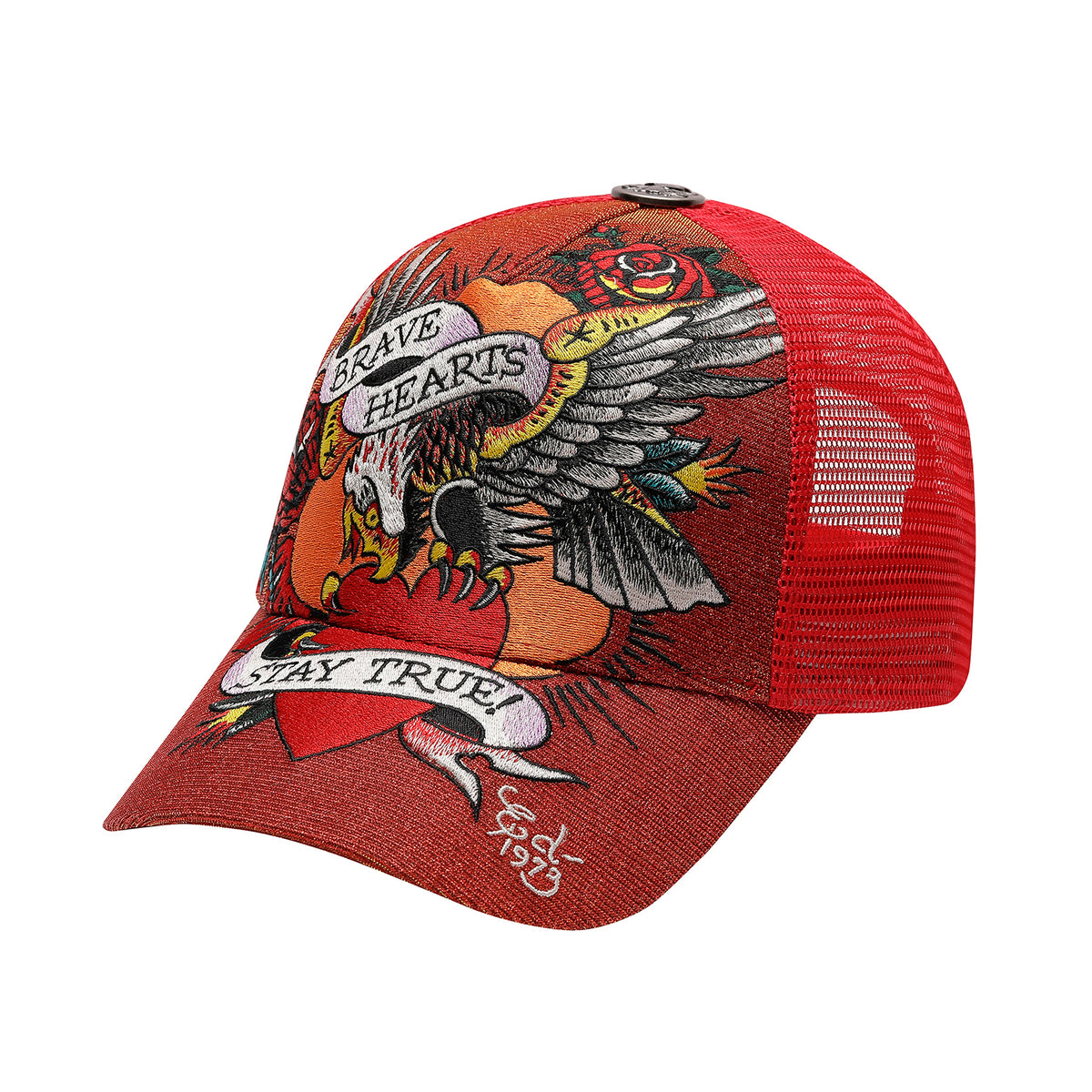 Unisex Brave Hearts 6 Panel Metallic Trucker Cap - Samba – Ed Hardy UK