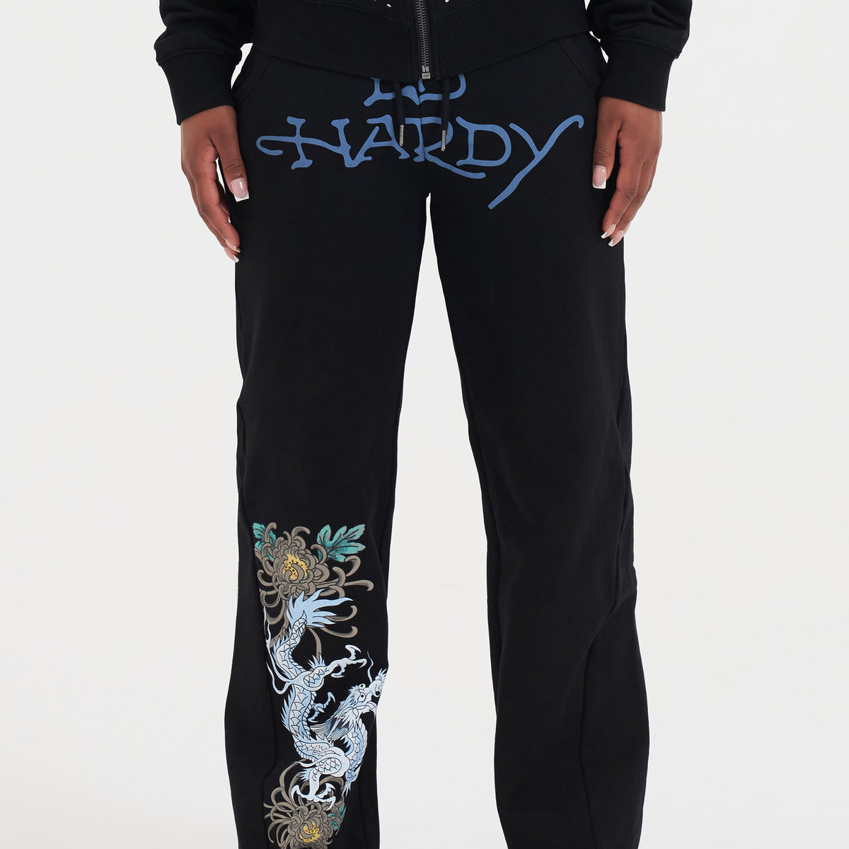 Womens Studded Floral Dragon Tracksuit Pants - Black – Ed Hardy UK