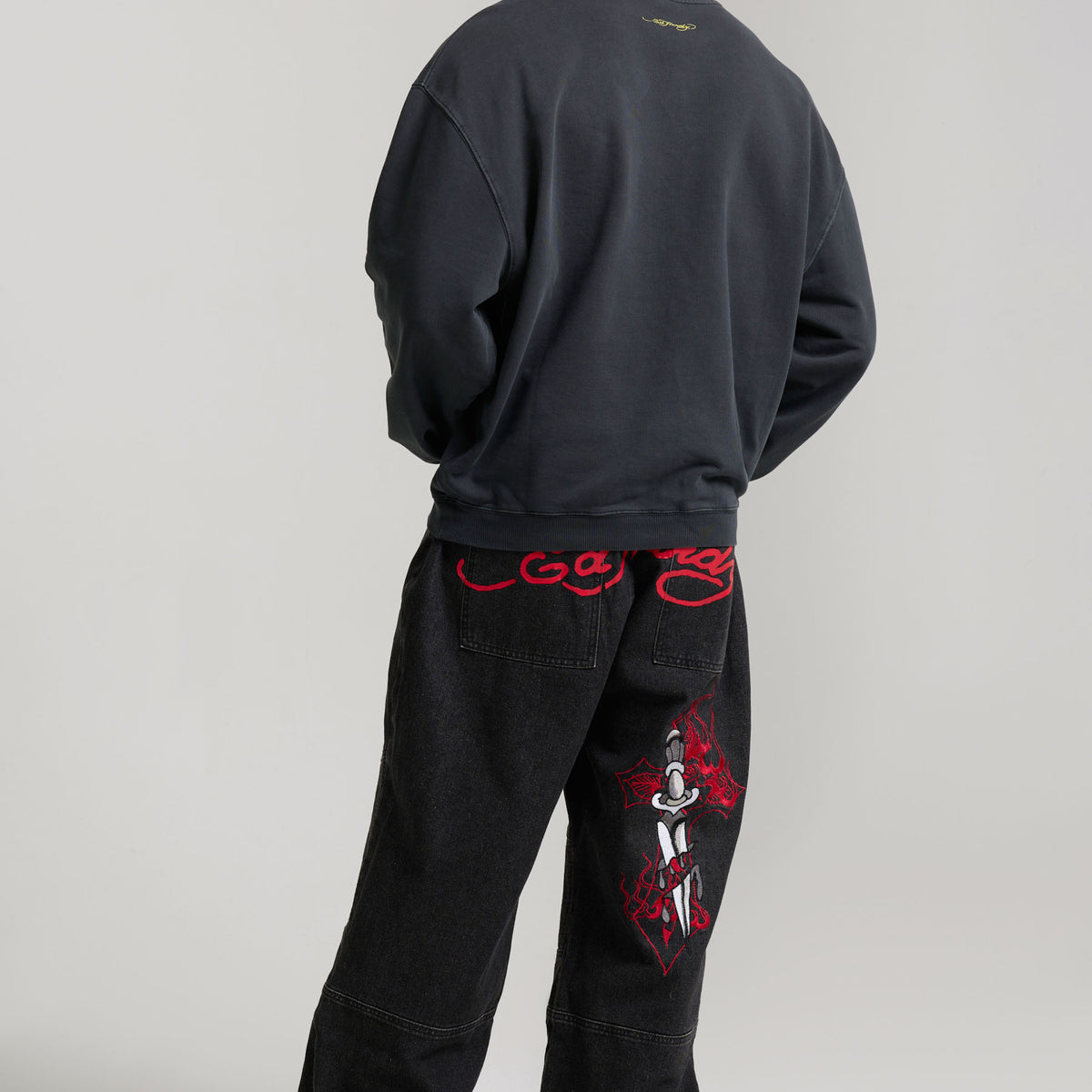 Mens Sword And Dagger Motrocross Jeans - Black – Ed Hardy UK