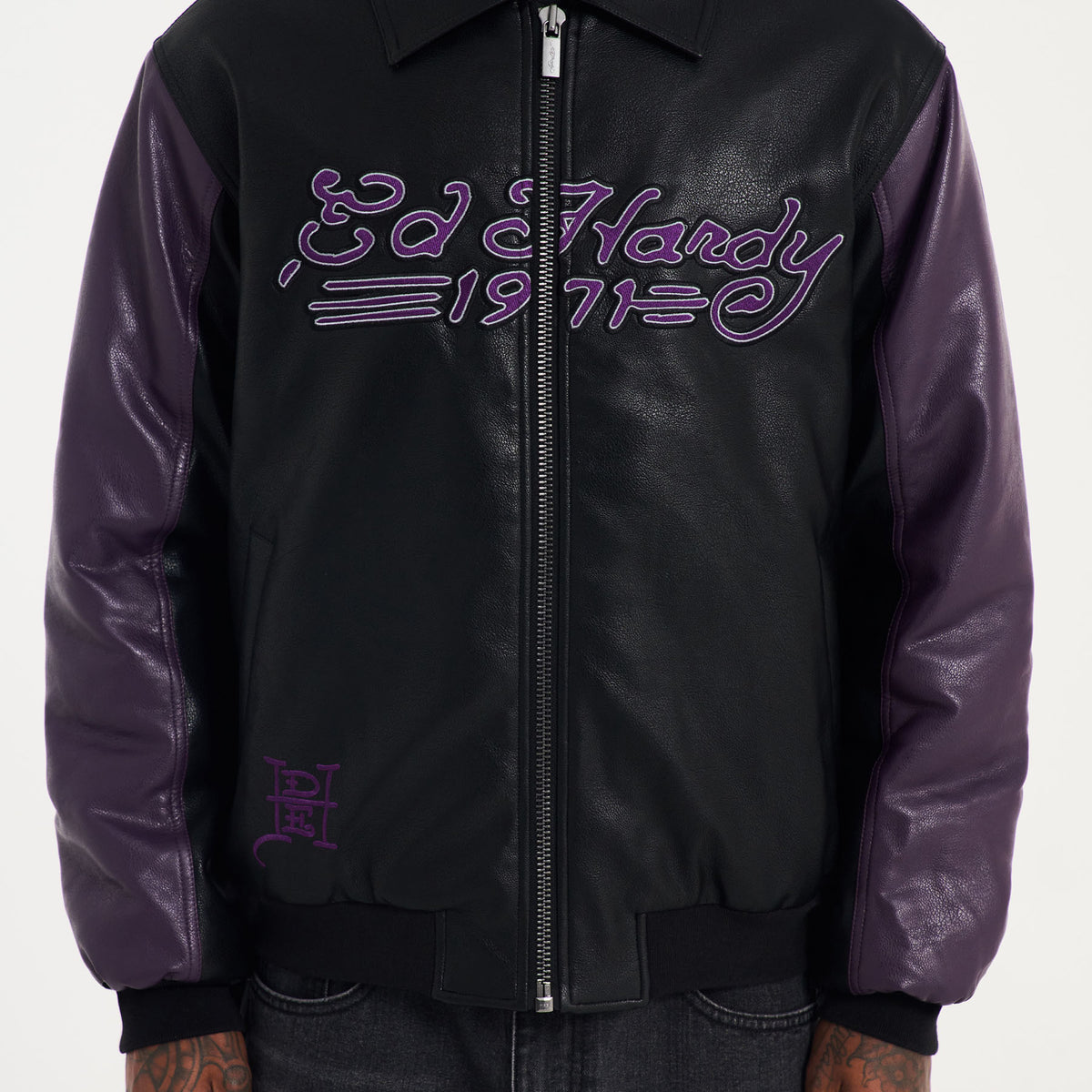 Mens Drag And Panther Battle Pu Breaker Jacket - Black – Ed Hardy UK