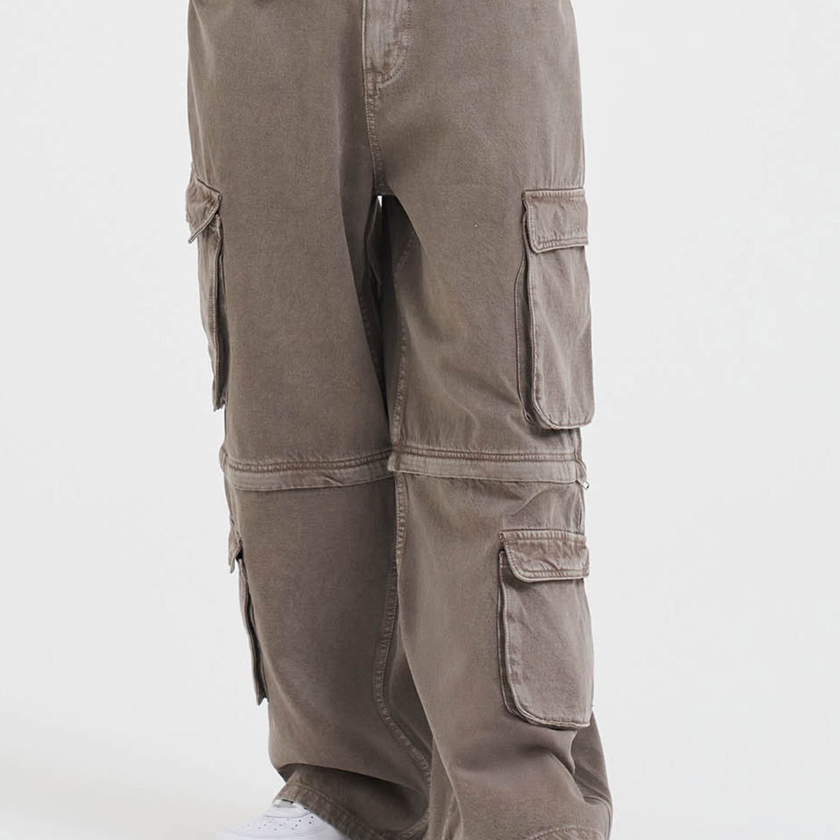 Mens Drag Denim Cargo With Removable Legs Denim Trousers Jeans - Beige ...