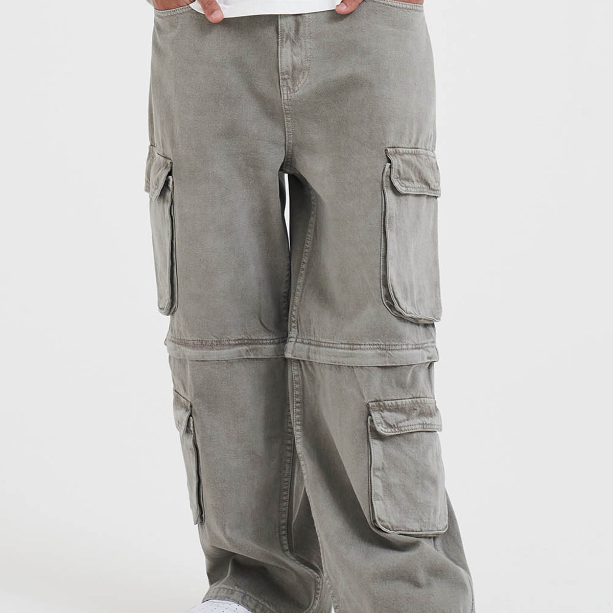 Mens Drag Denim Cargo With Removable Legs Denim Trousers Jeans - Charc ...