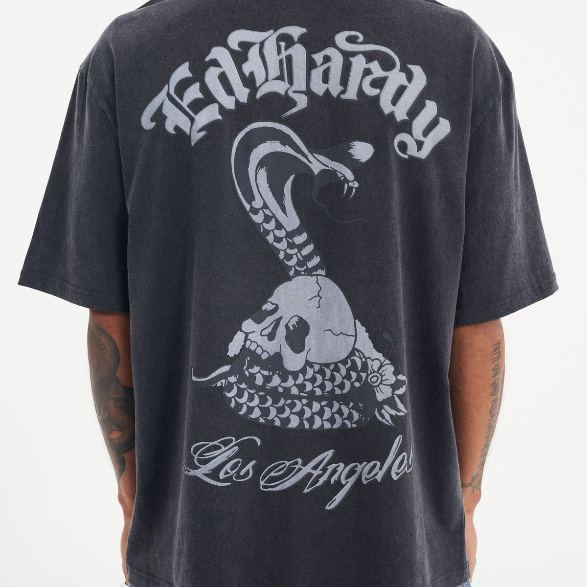 Mens Snake And Skull Acid Relaxed Tshirt - Charcoal – Ed Hardy UK