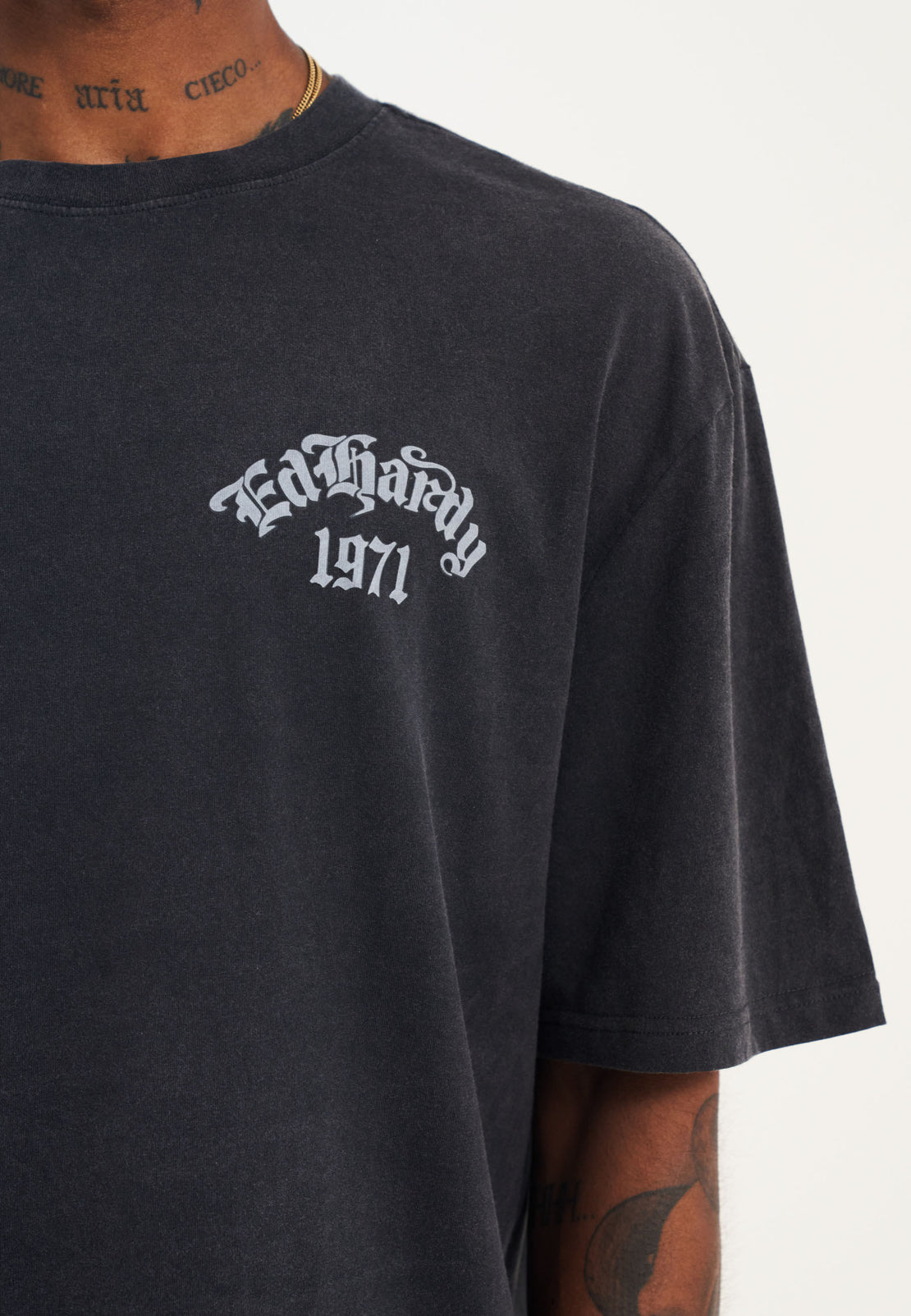 Mens Snake And Skull Acid Relaxed Tshirt - Charcoal – Ed Hardy UK