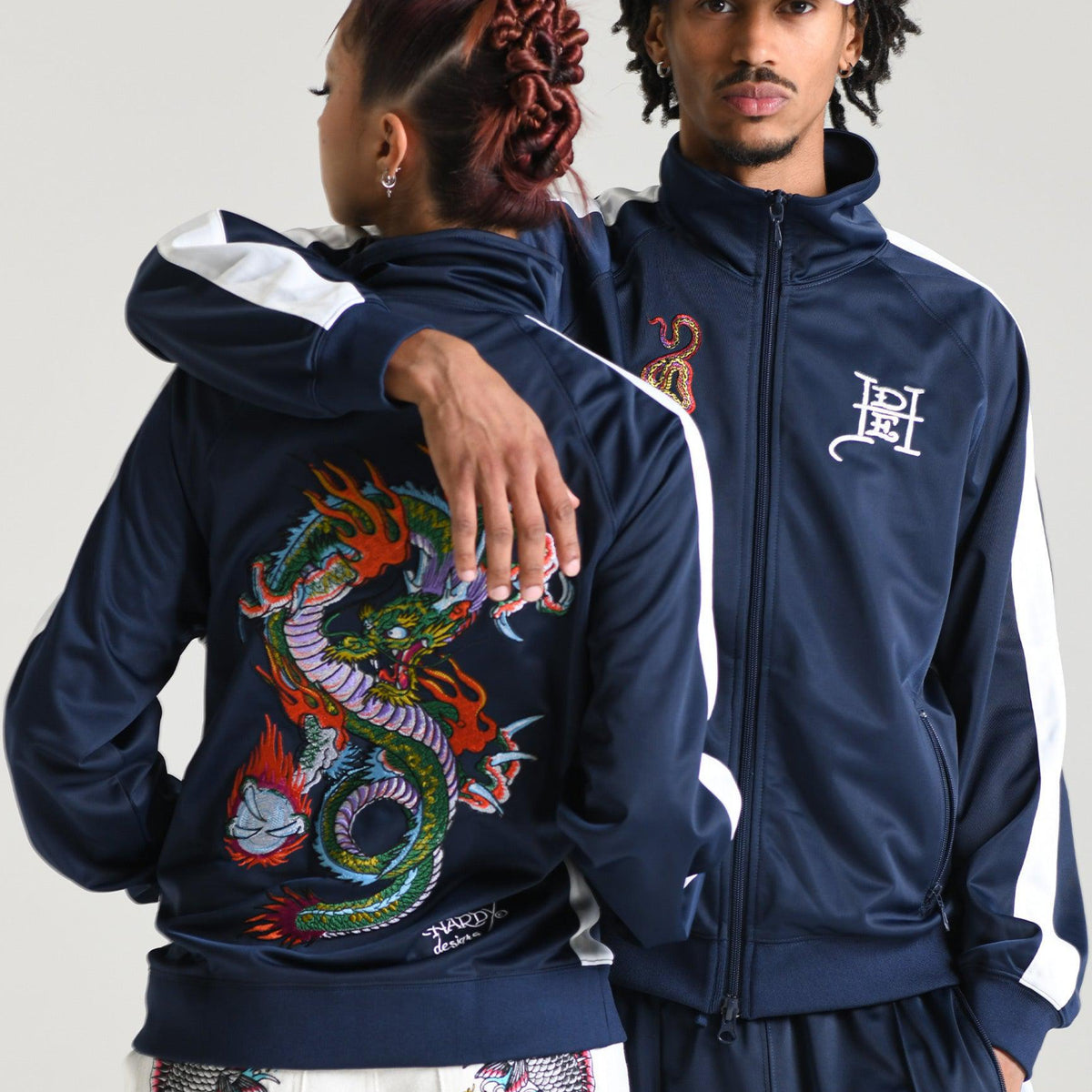 Mens Big Drag Tricot Zip Up Tracksuit Jacket - Navy – Ed Hardy UK