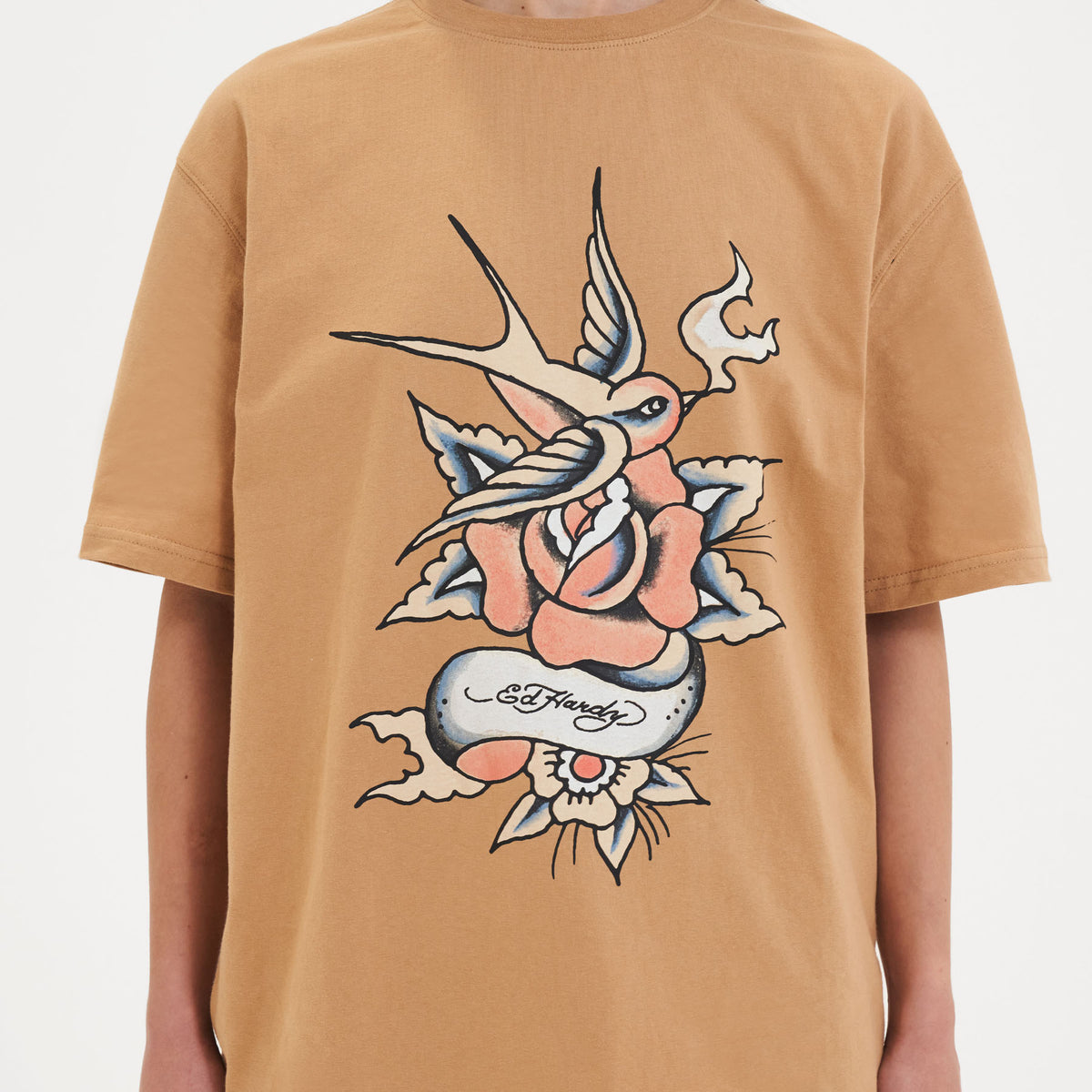 Womens Hummer Bird Relaxed Tshirt Top - Brown – Ed Hardy UK