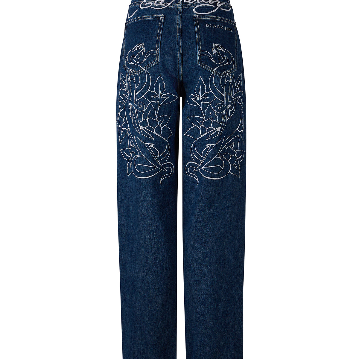 Womens Snake & Dagger Tonal Relaxed Denim Trousers Jeans - Indigo – Ed ...