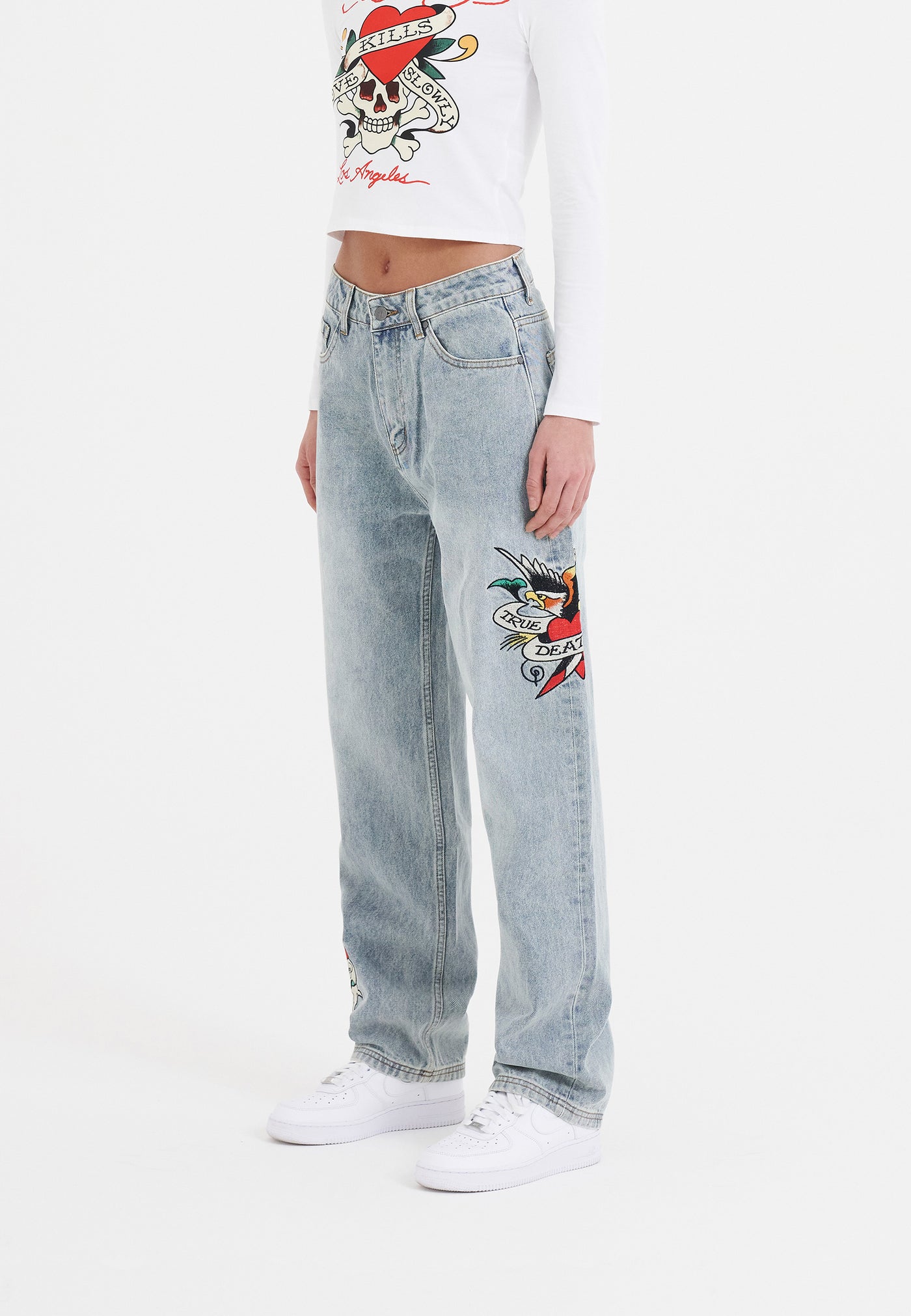 Womens True-Til-Death Relaxed Fit Denim Trousers Jeans - Bleach – Ed ...