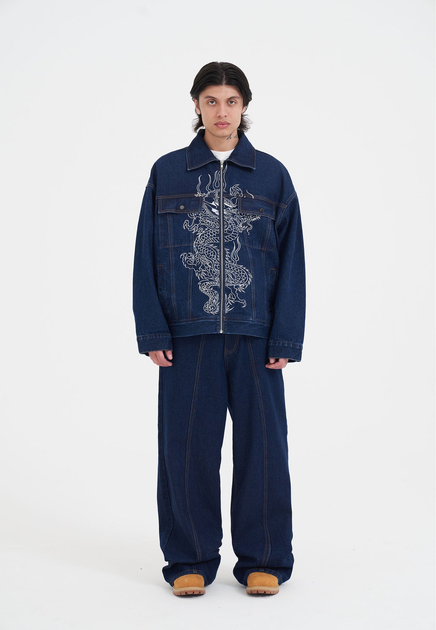 Mens Dragon Embroidered Denim Jacket - Indigo – Ed Hardy UK