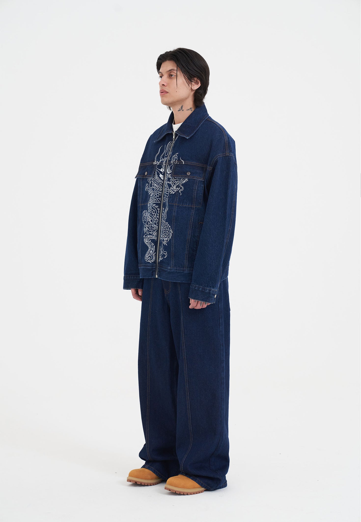 Mens Dragon Embroidered Denim Jacket - Indigo – Ed Hardy UK