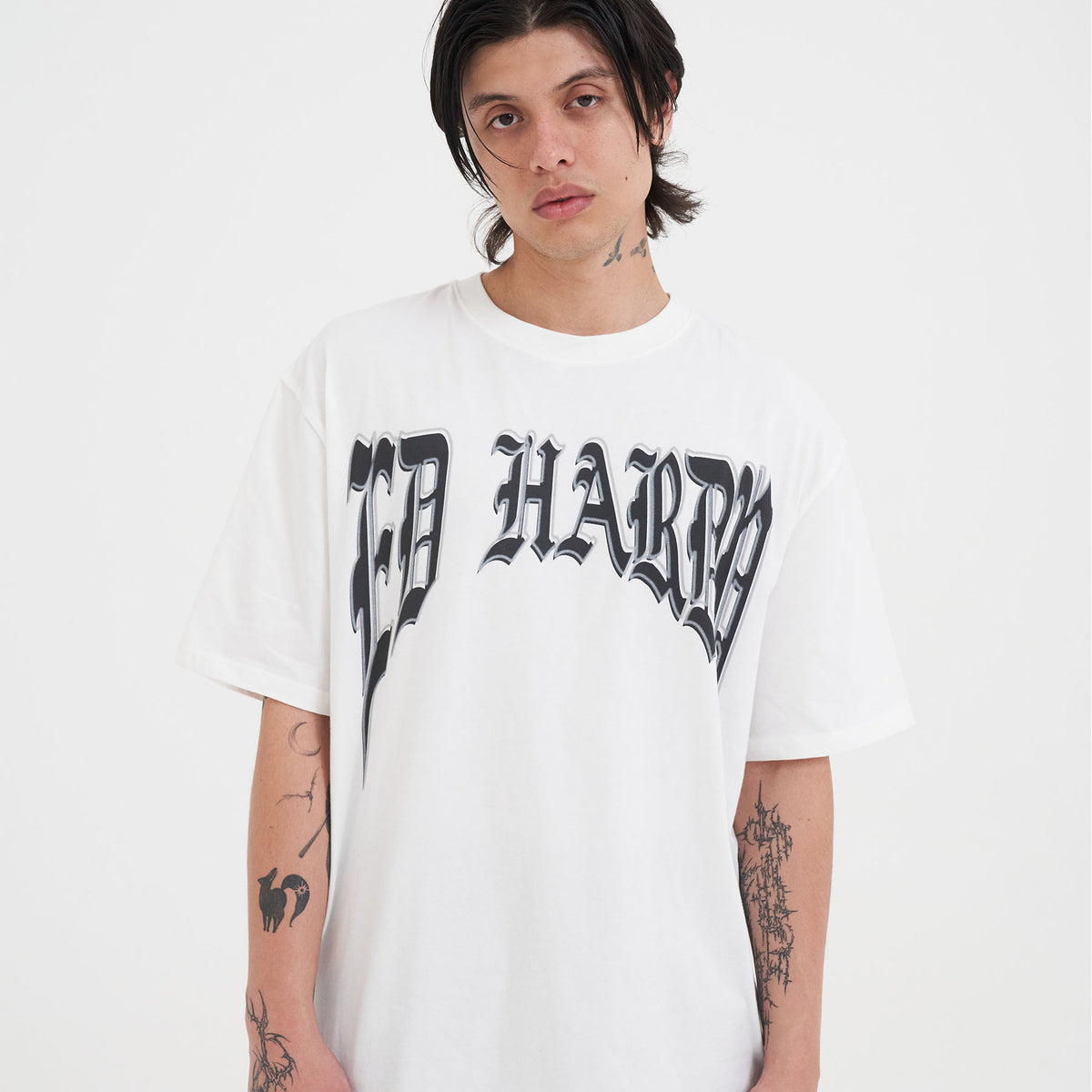 Mens Scorpion Drag Battle Relaxed T-Shirt - White – Ed Hardy UK