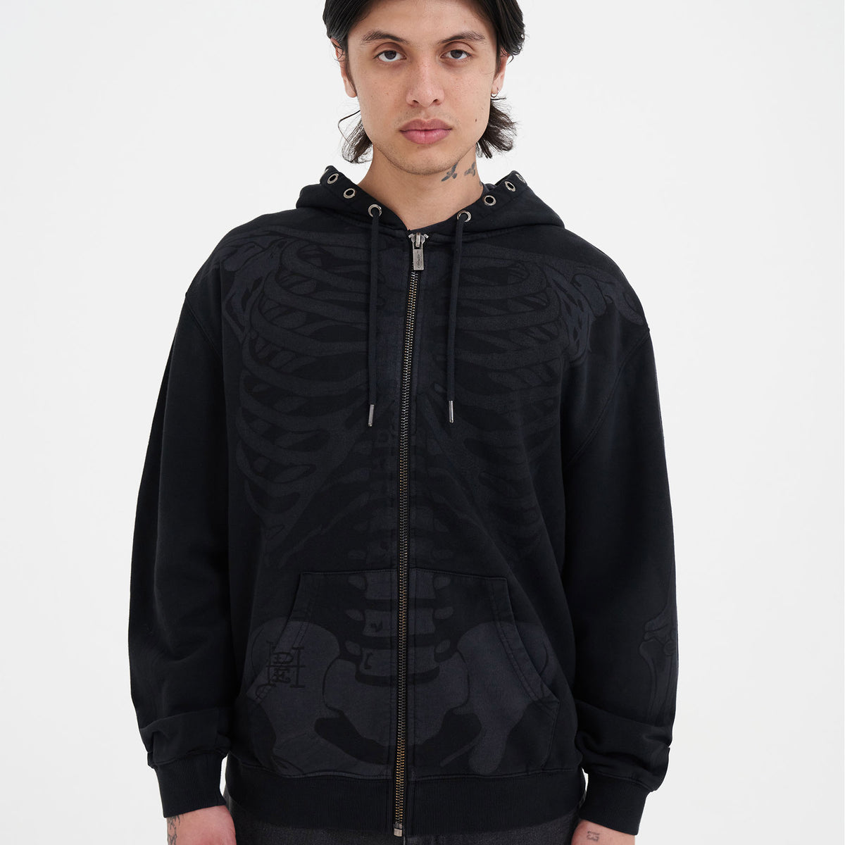 Mens Skeleton In Acid Zip Thru Hoodie - Black – Ed Hardy UK