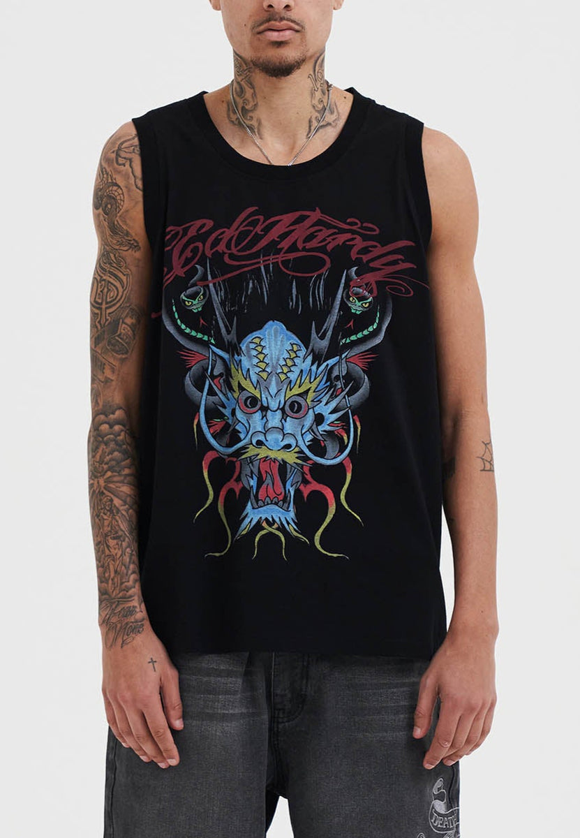 Mens Medusa Drag Relaxed Vest - Black – Ed Hardy UK