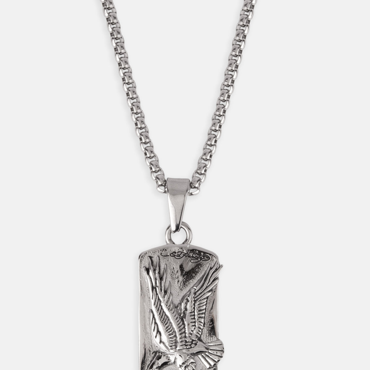 Stainless Steel Eagle Dog Tag Necklace - Silver – Ed Hardy UK